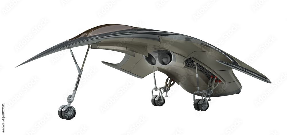 3D Illustration of a futuristic airplane, for science fiction or ...