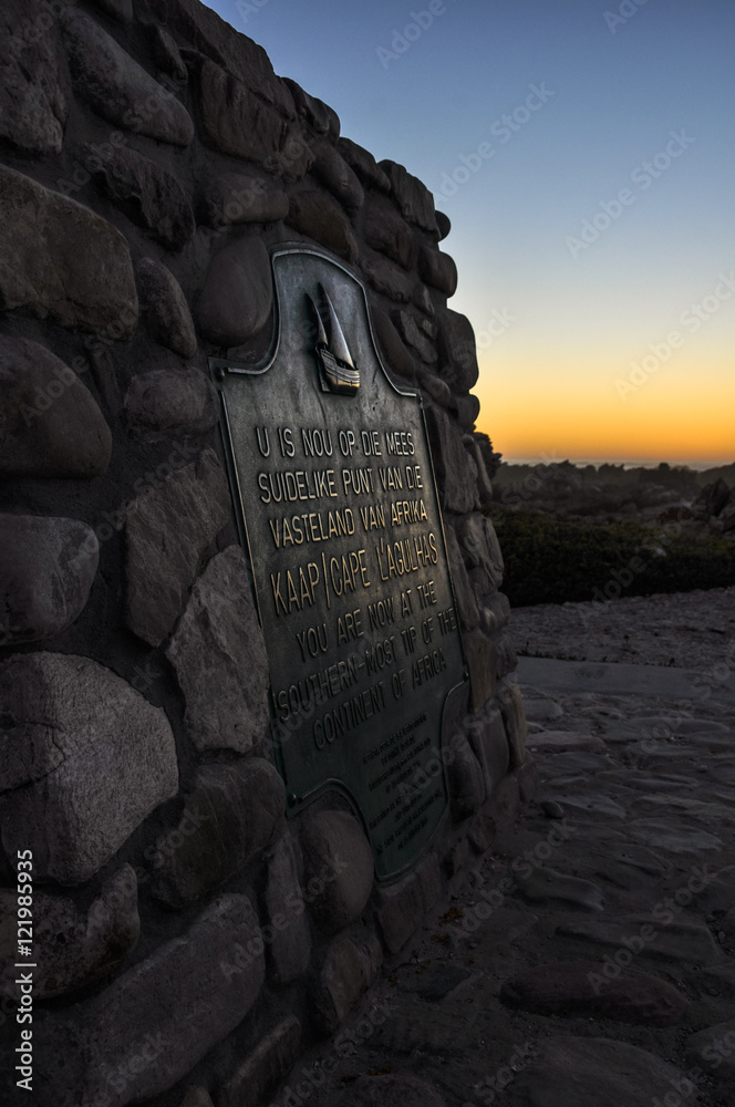 Big marker stone at Cape Agulhas(Cape of the Needles),South Africa ...