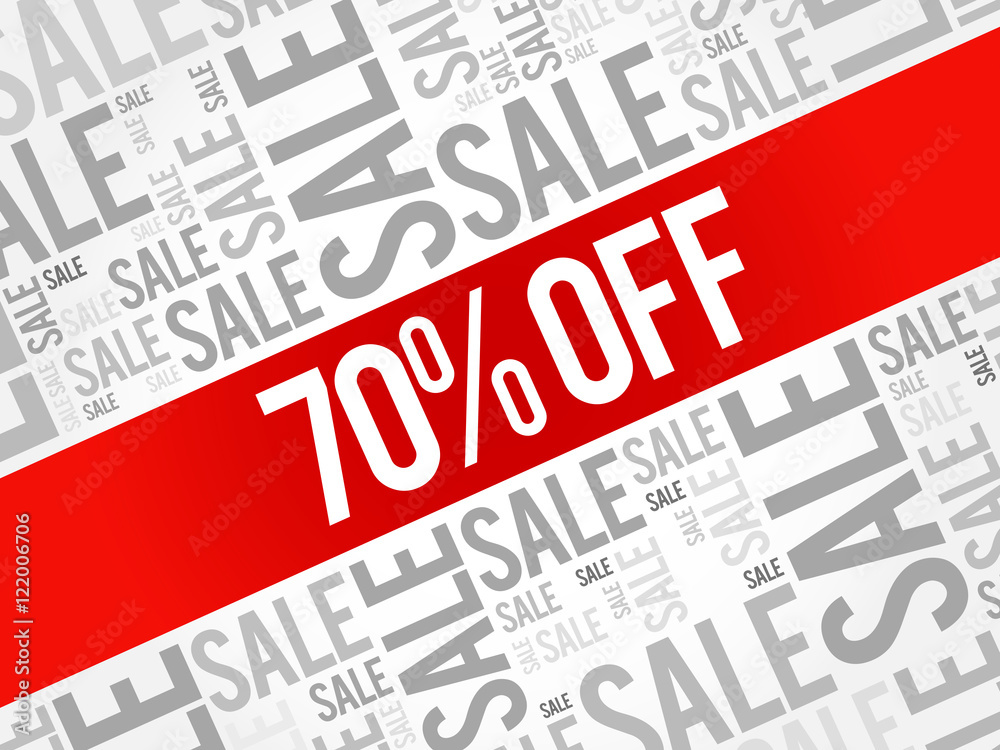 70% OFF Sale words cloud, business concept background Stock Vector ...