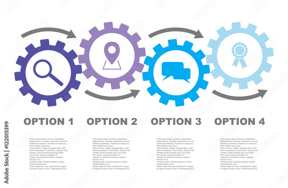 four step vector gear infographic template Stock Vector | Adobe Stock