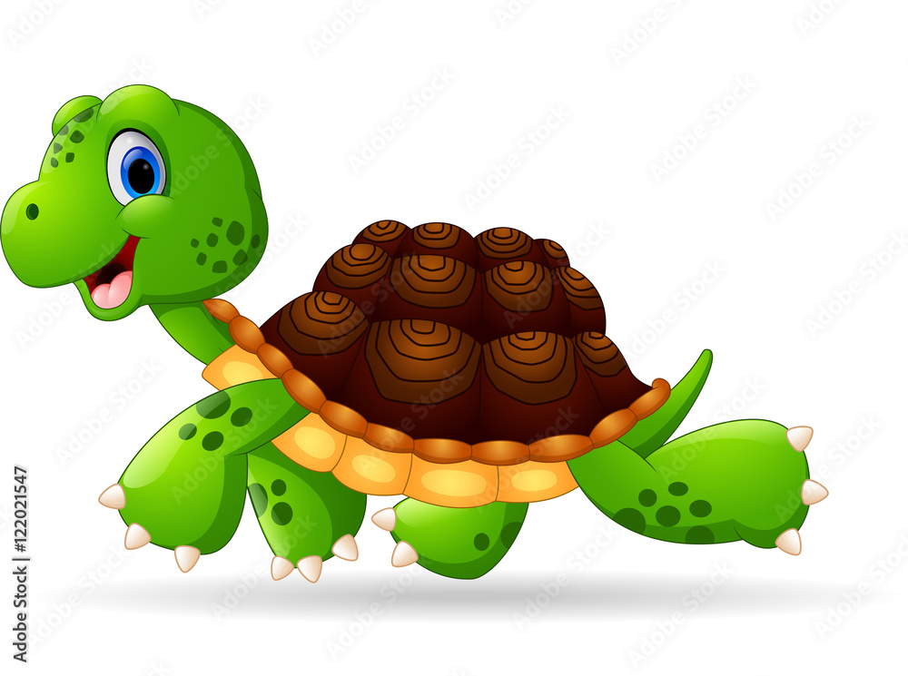 Cute turtle cartoon walking Stock Vector | Adobe Stock
