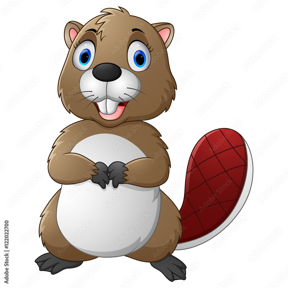 Cute cartoon beaver Stock Vector | Adobe Stock