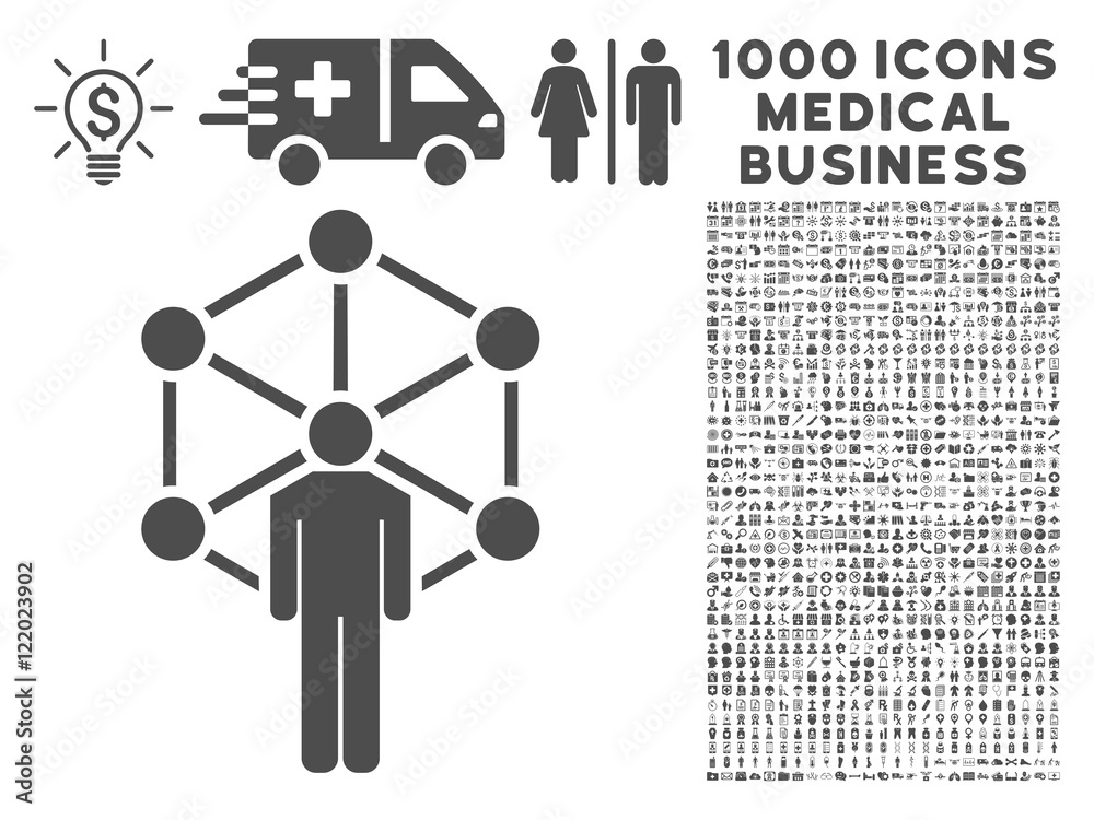 Gray Human Network icon with 1000 medical business vector design ...