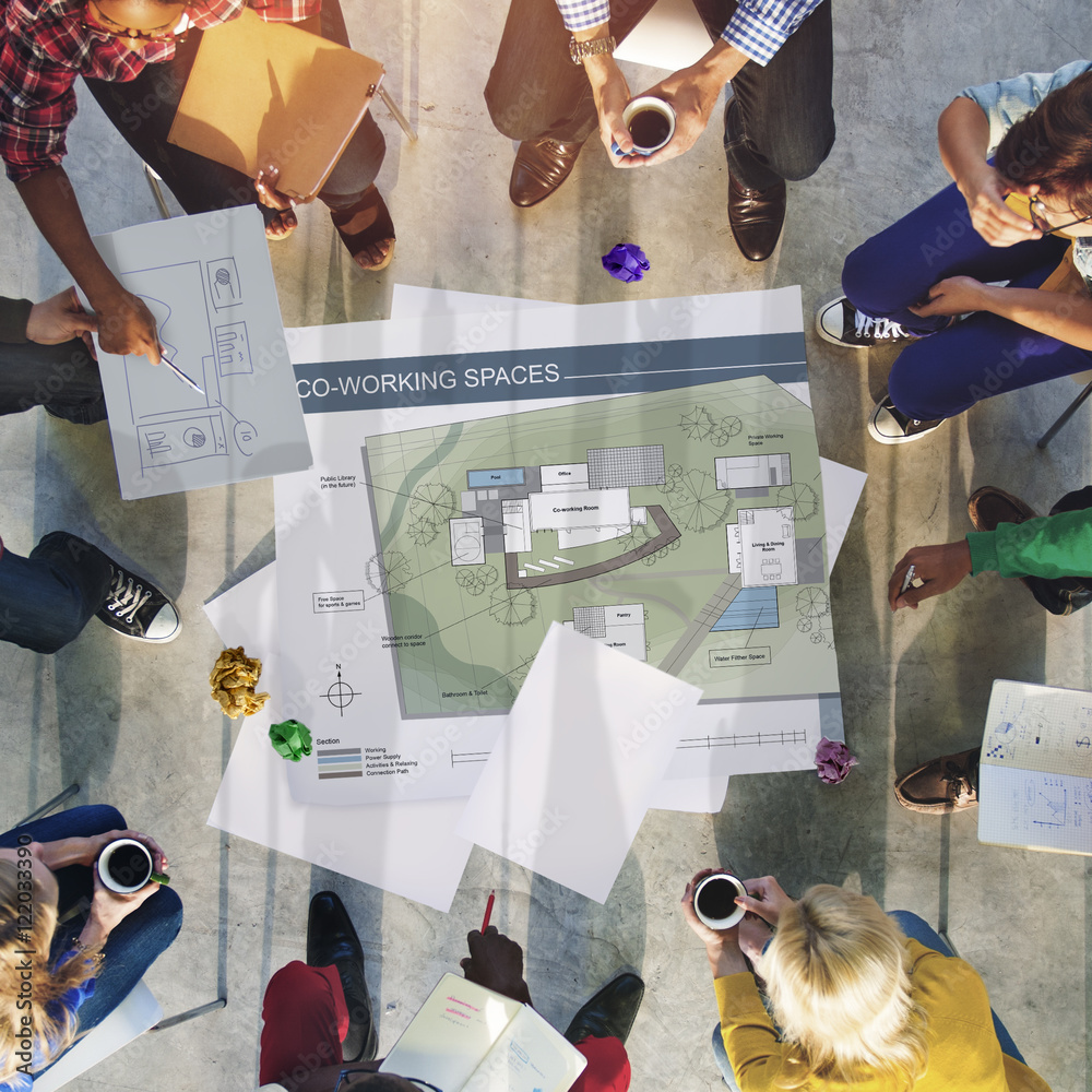 Co Working Space Architecture Plan Map Blueprint Design Concept Stock ...