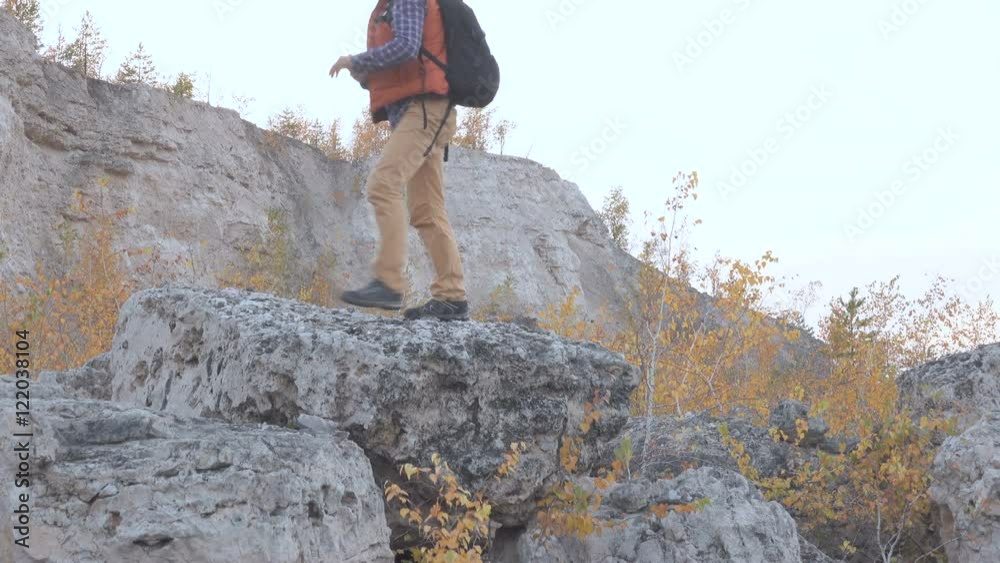 Young, Lost Man With Smartphone Looking For Direction On mountain. Guy ...
