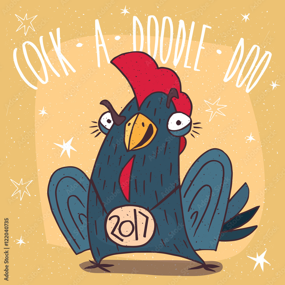 Cartoon self-confident and aggressively tuned cock or rooster with the ...