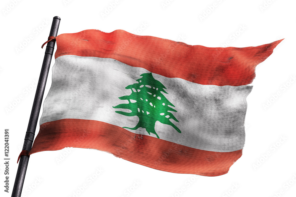 Drapeau libanais usé sur fond blanc Stock Illustration | Adobe Stock