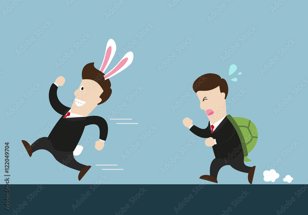 rabbit businessman and turtle one are in running competition. Rabbit ...
