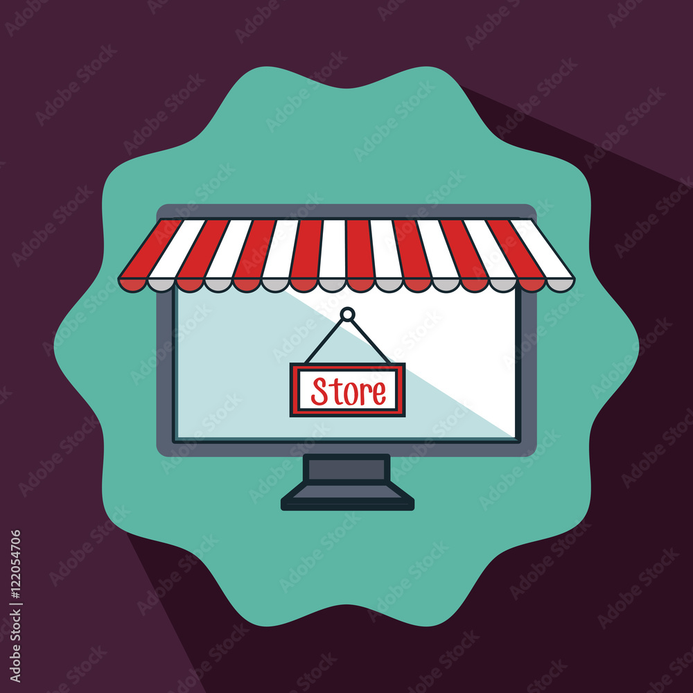 Vecteur Stock monitor computer digital store and shopping online ...