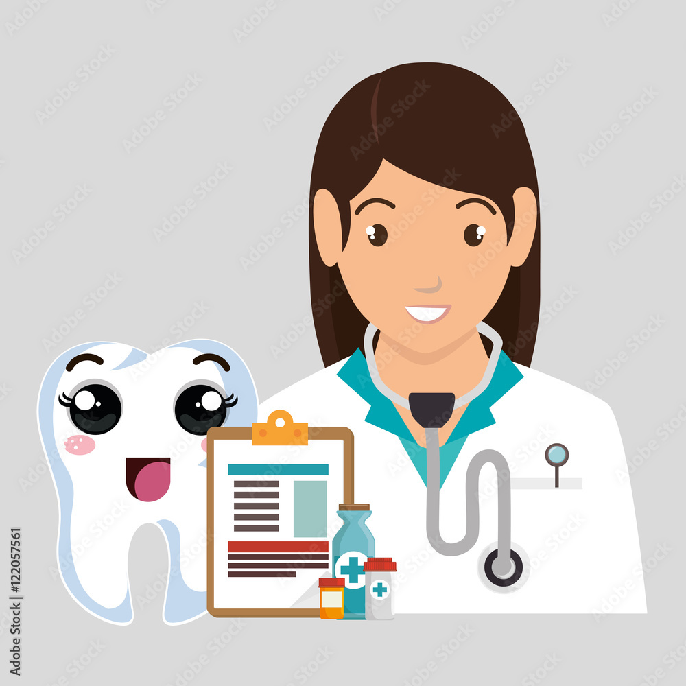avatar woman dentist with human tooth smiling cartoon. vector ...