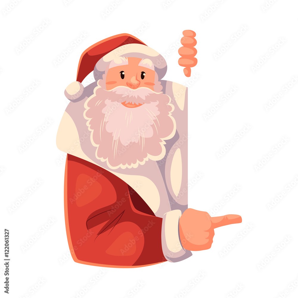 Santa Claus pointing to something, cartoon style vector illustration ...
