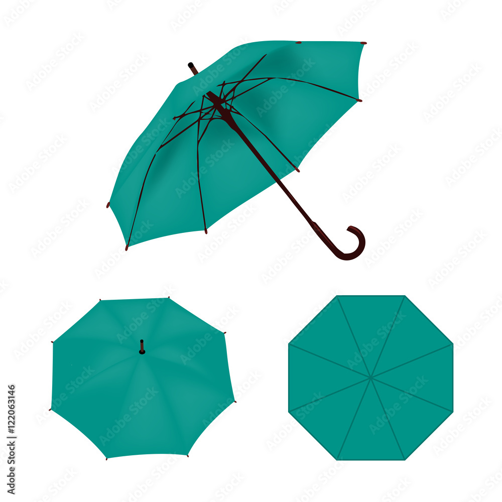 Teal color umbrella vector isolated on the white background Stock ...