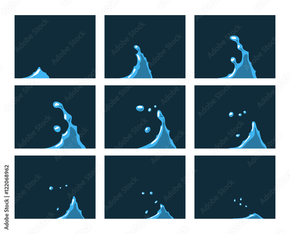 Shock waves on the shore. water splash. Clear water frames for flash ...