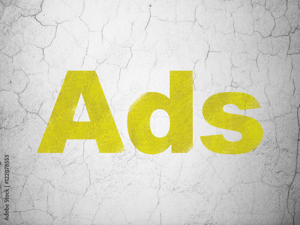 Advertising concept: Ads on wall background Stock Illustration | Adobe ...