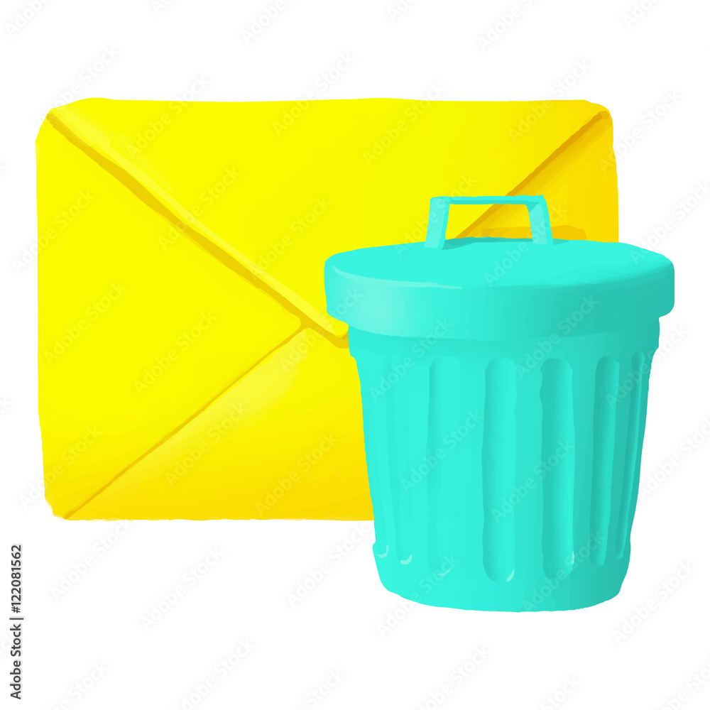 Delete message icon in cartoon style isolated on white background ...