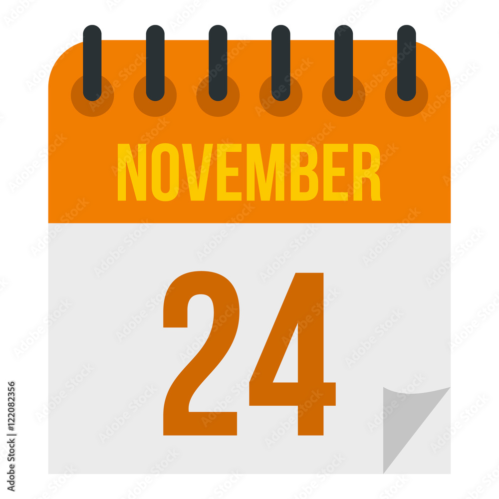 Calendar november twenty fourth icon in flat style isolated on white ...