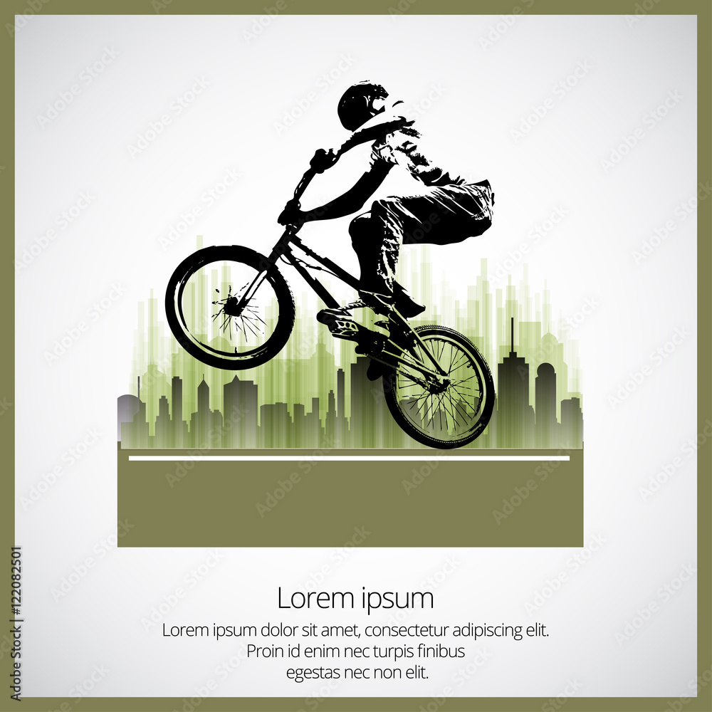Bmx cyclist vector illustration. Bmx sport art. Bmx jump. Stock Vector ...