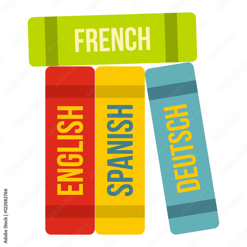 Books of foreign languages icon in flat style isolated on white ...