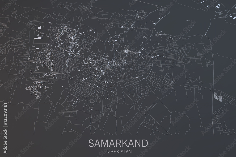Cartina di Samarkand, vista satellitare, città, Uzbekistan Stock ...