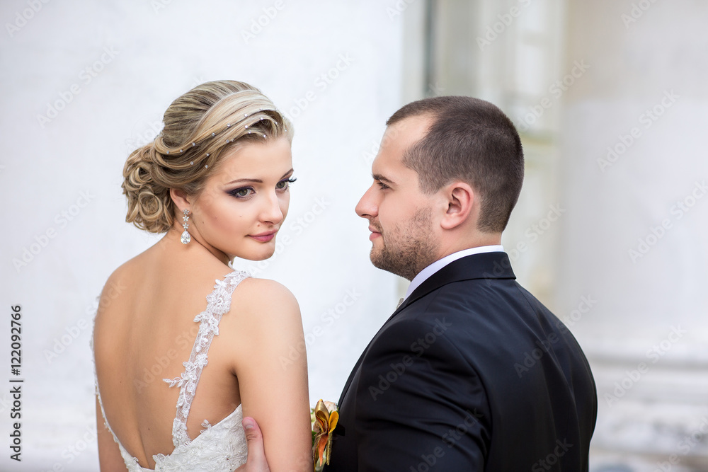 Classic portrait of bride and groom. Wedding couple after wedding ...