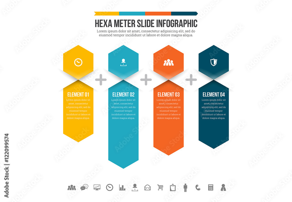 Hexa Meter Slide Infographic Stock Template | Adobe Stock