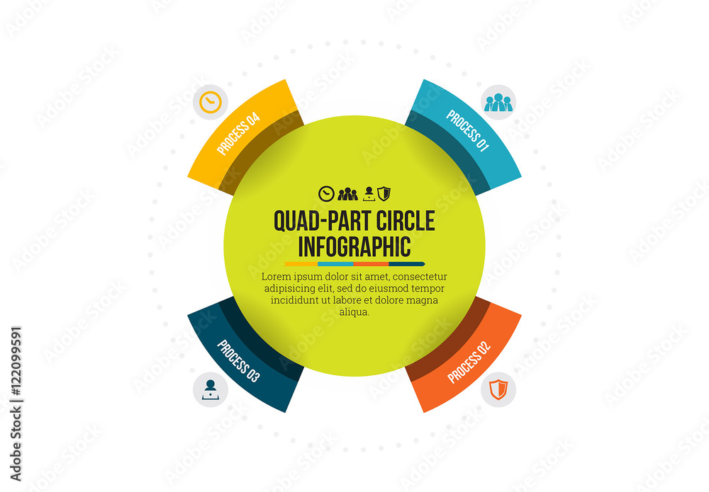 Four Parts and Circle Infographic Stock Template | Adobe Stock
