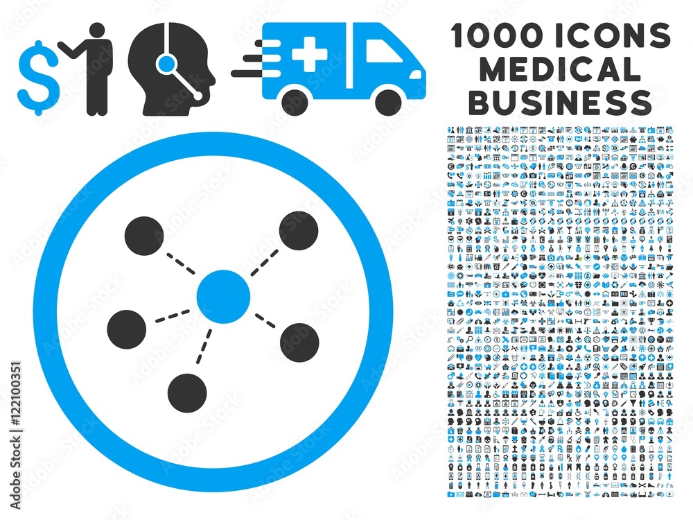 Connections icon with 1000 medical commerce gray and blue vector ...