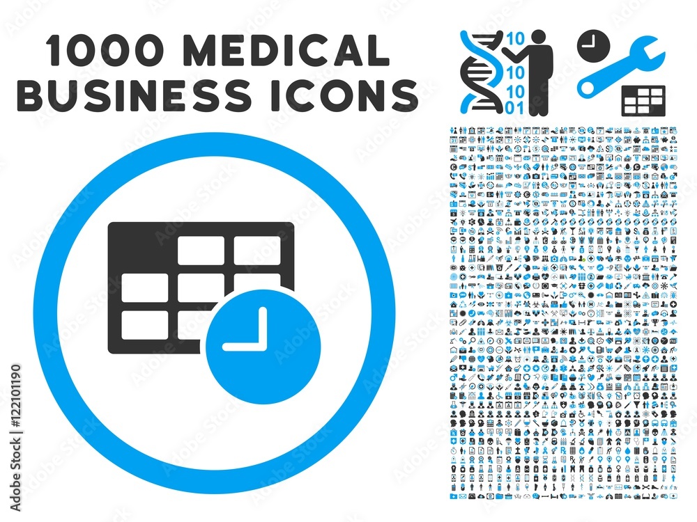 Date and Time icon with 1000 medical business gray and blue vector ...