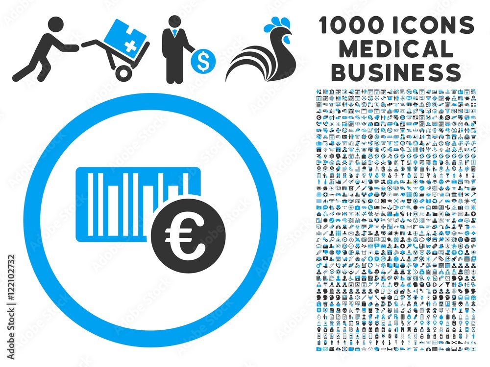 Euro Barcode icon with 1000 medical commercial gray and blue vector ...