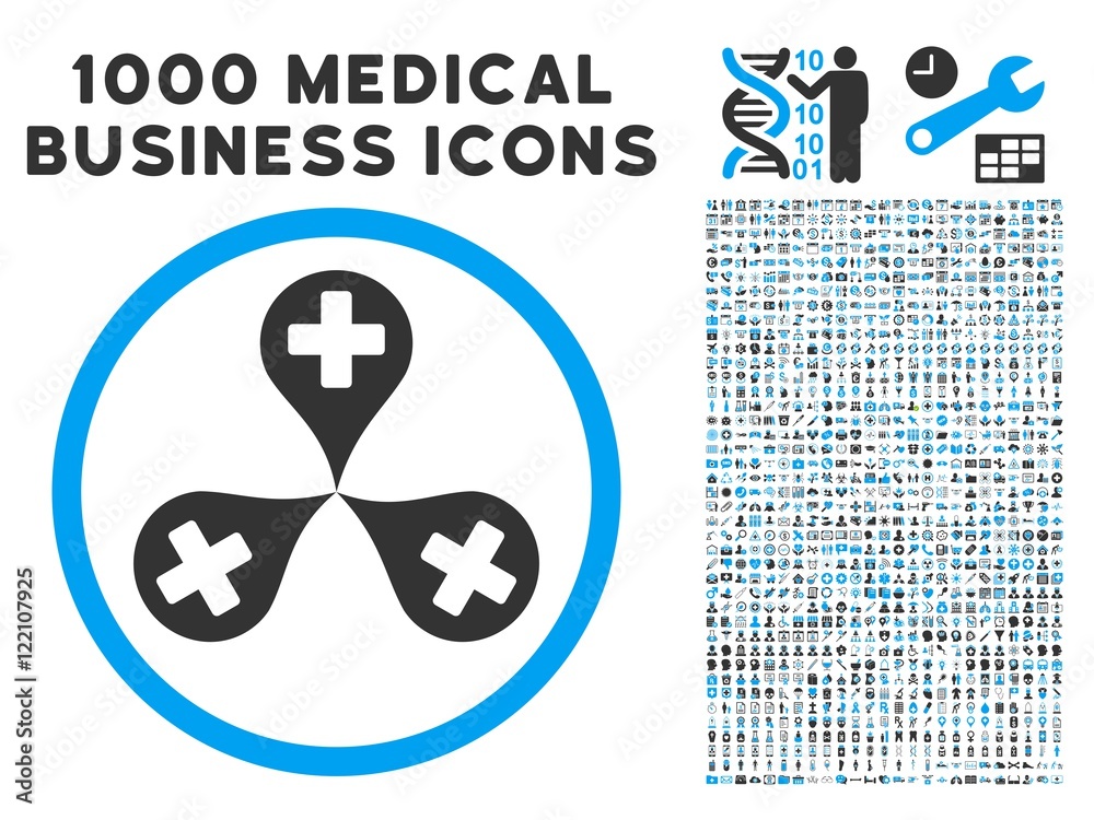 Hospital Map Markers icon with 1000 medical commercial gray and blue ...