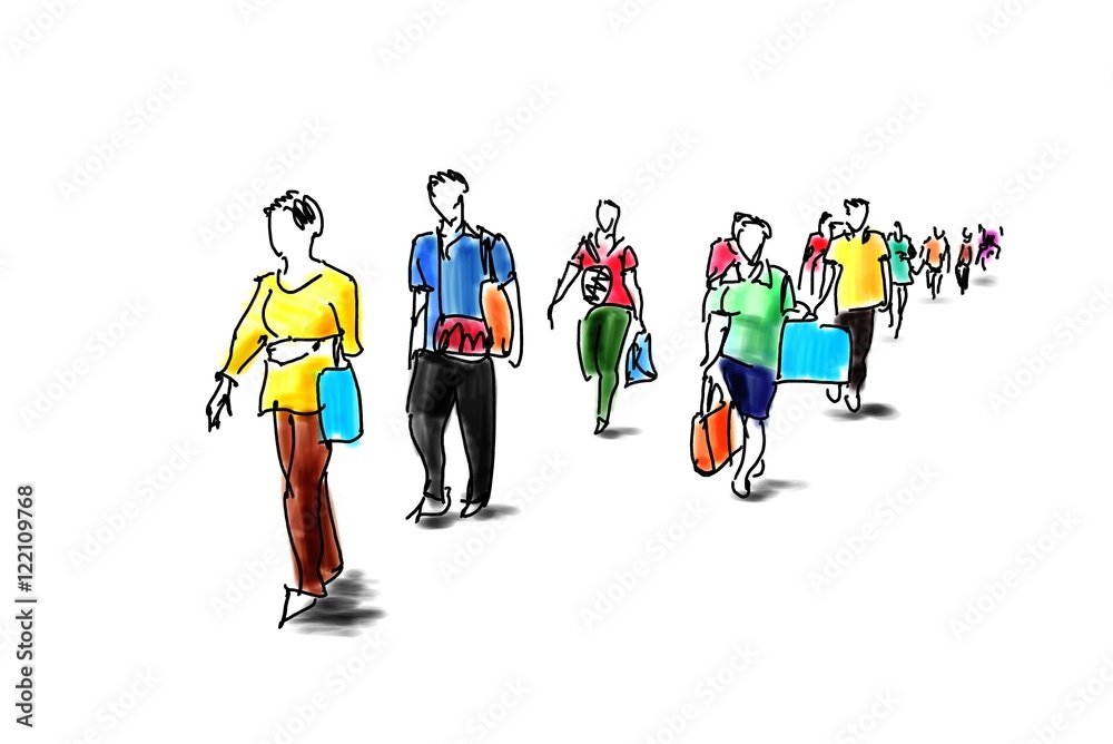 people walking cartoon sketch Stock Illustration | Adobe Stock