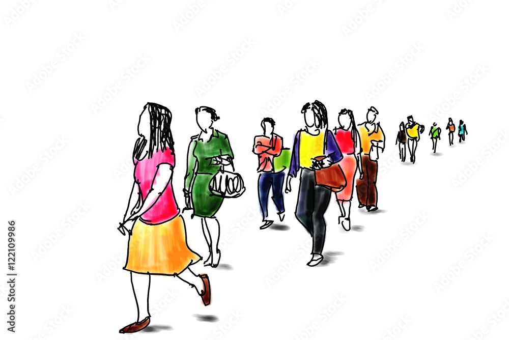people walking cartoon sketch Stock Illustration | Adobe Stock