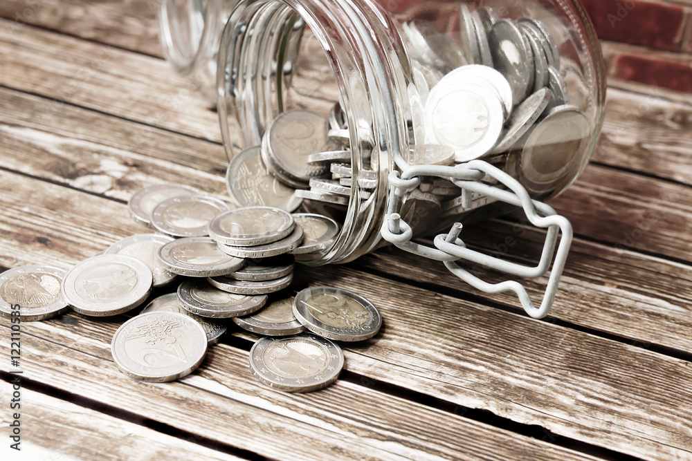 Kleingeld im Glas Stock Photo | Adobe Stock