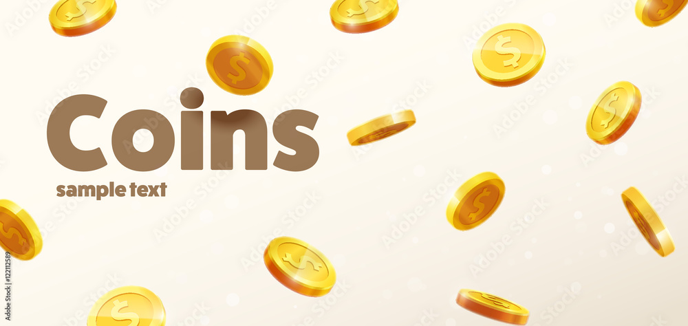 gold coins falling 3d realistic vector coin icon with shadows is Stock ...