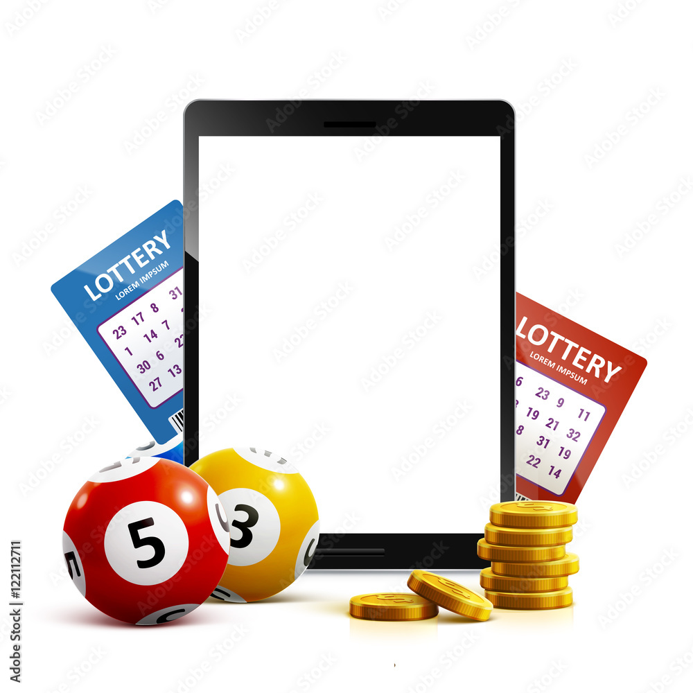 lottery 3d icon balls ticket phone isolated on white vector illu Stock ...