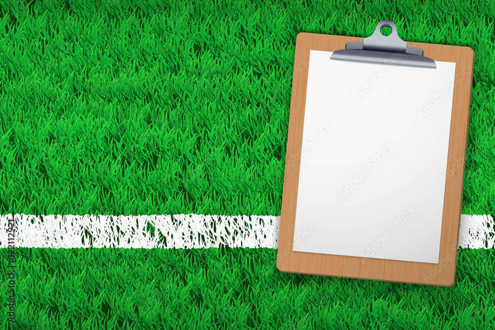 Vecteur Stock Stadium grass field with Coaching blank clipboard ...