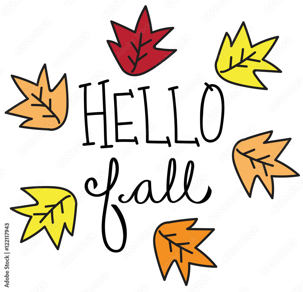 Hello Fall Leaves Stock Vector | Adobe Stock