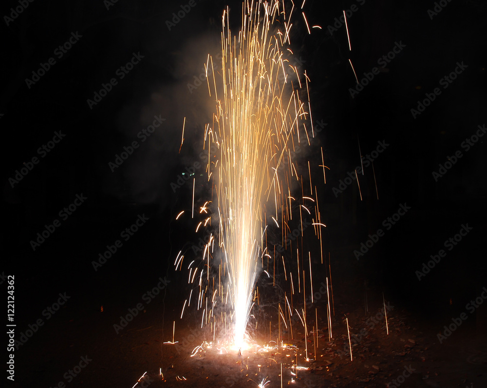 Diwali fireworks celebrated during the hindi diwali festival in India ...