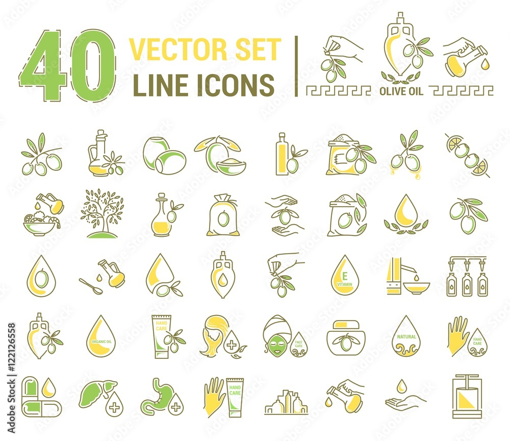 Set vector icons graphic thin outline in a linear design. Element ...