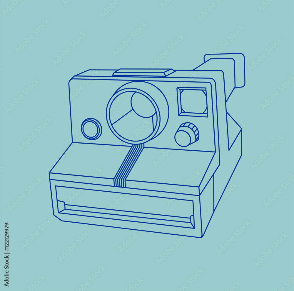 Retro Polaroid Camera Illustration Stock Vector | Adobe Stock