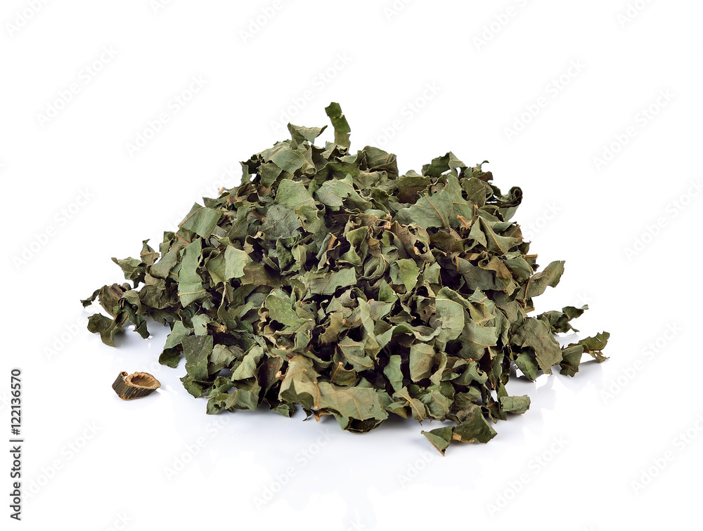 Dry adhatoda vasica or medicinal Basak leaf isolated on white Stock ...