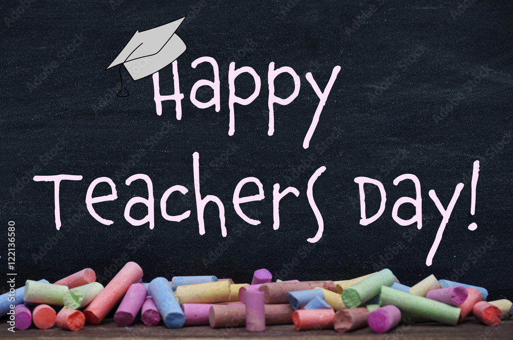 Teachers day concept. Text on chalkboard Stock Photo | Adobe Stock