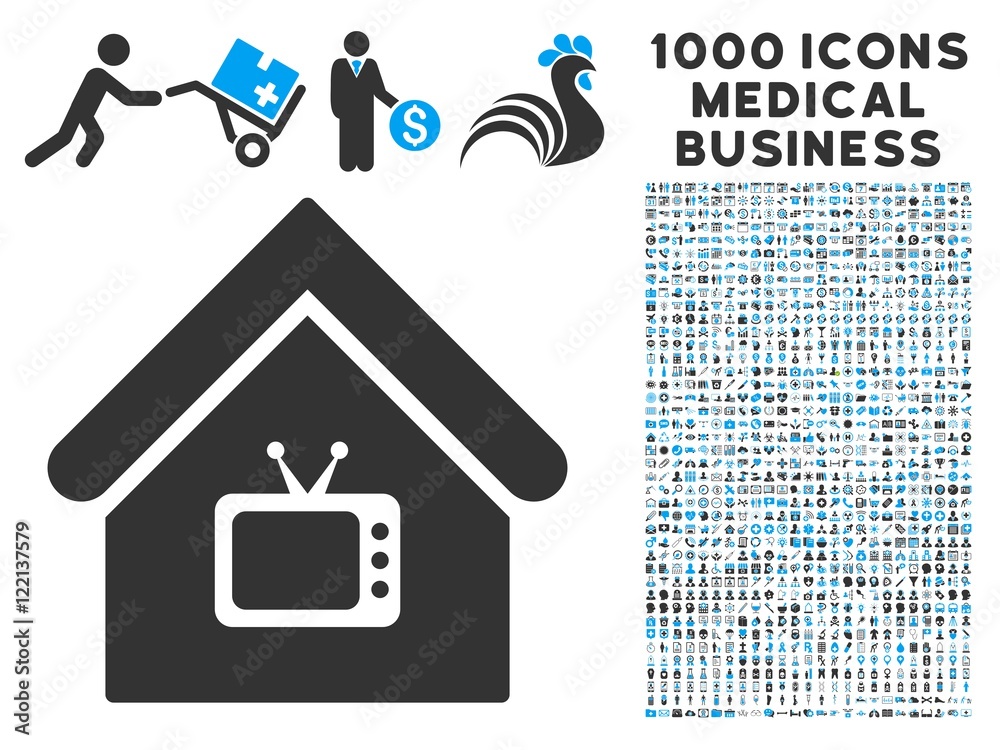 Tv Office icon with 1000 medical business gray and blue vector ...