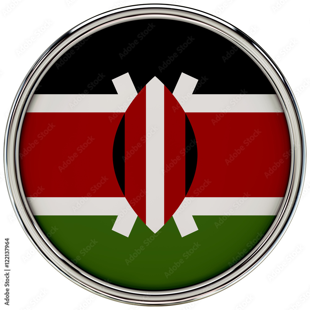 Kenya Flag Glossy Button/icon (3d rendering). Stock Illustration ...