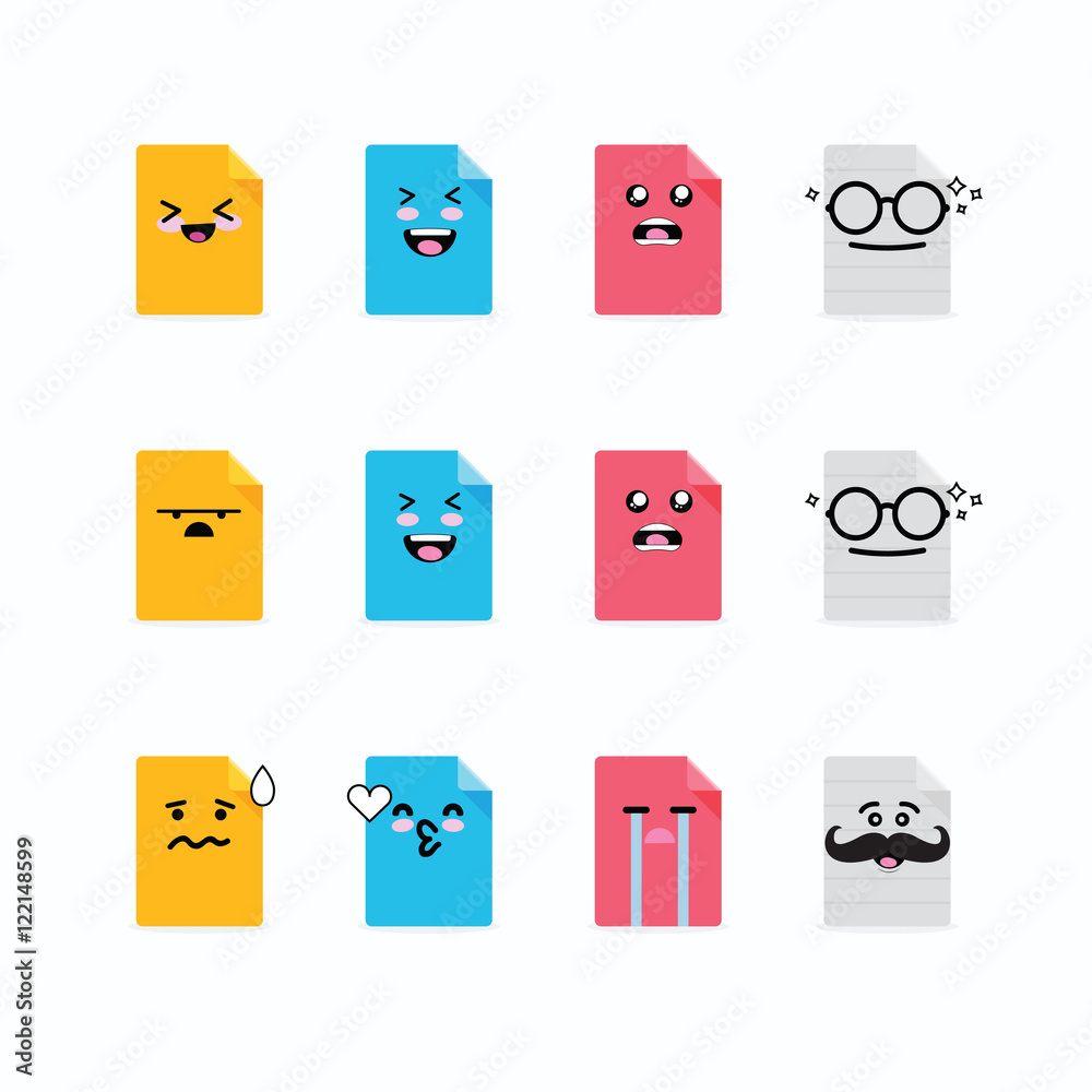 Smile emoji emoticon face in colorful paper with a lot of variation ...