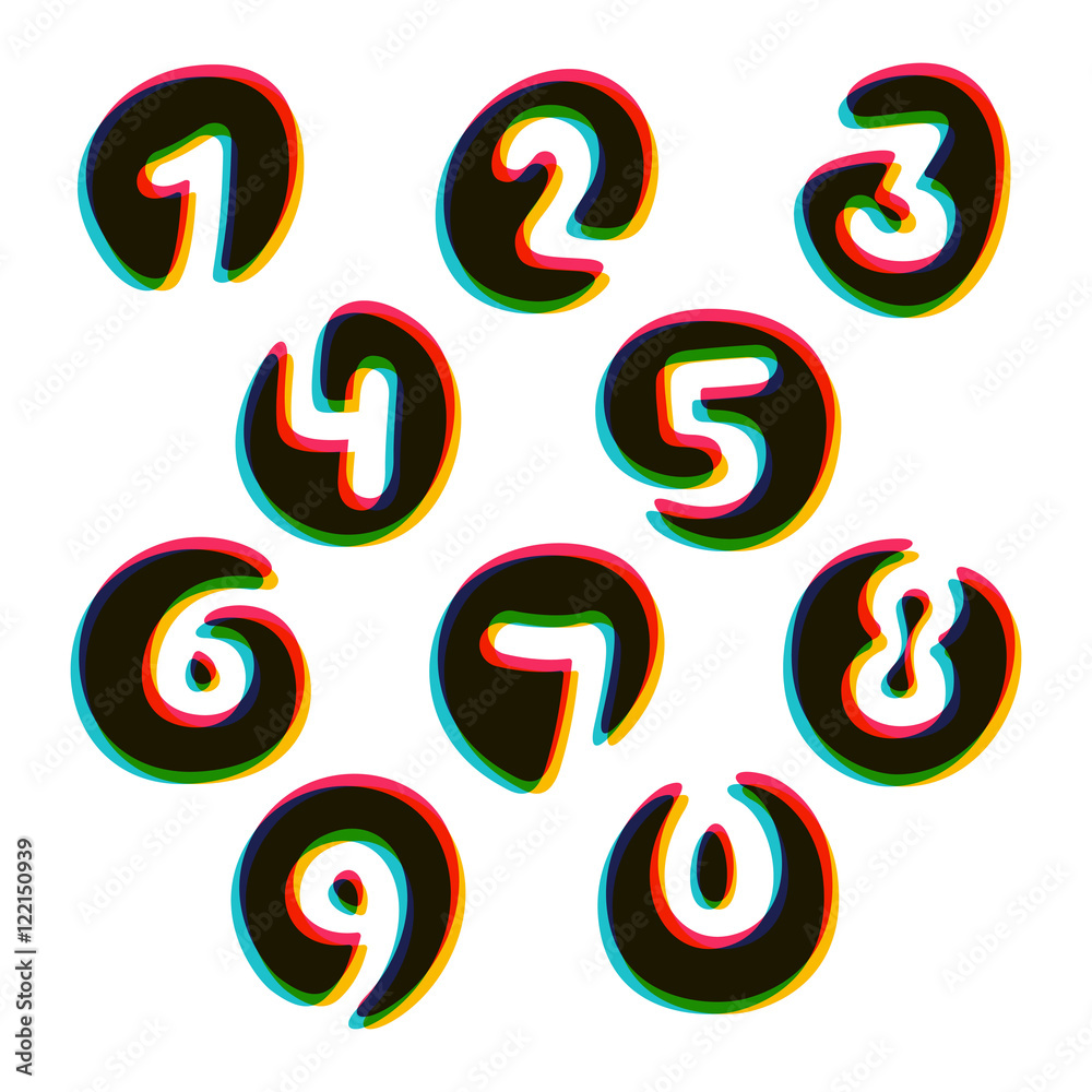 Numbers set overlay logos with color shift. Stock Vector | Adobe Stock