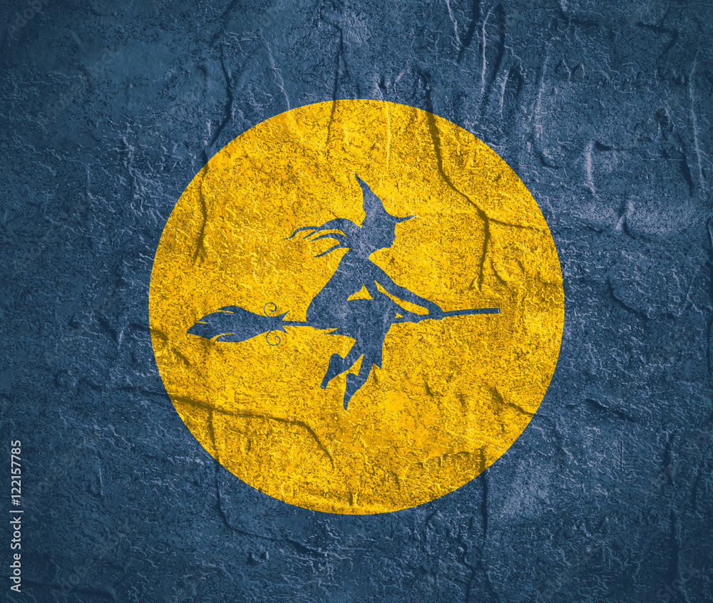 Illustration of flying young witch icon. Witch silhouette on a ...