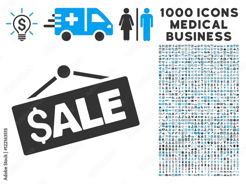 Sale Signboard icon with 1000 medical business gray and blue vector ...