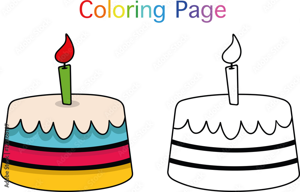 Birthday Cake With 2 Candles Coloring Pages