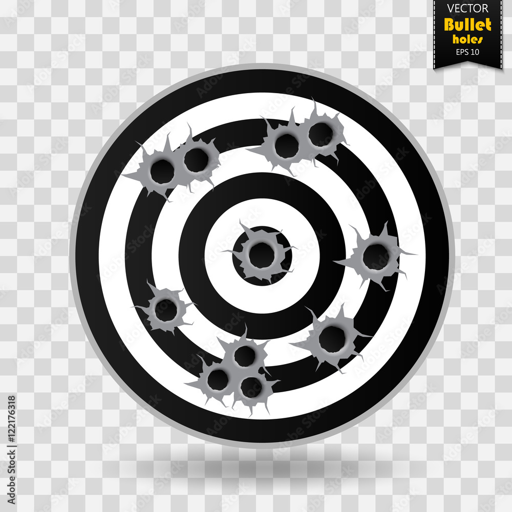 Shooting range target shot full of bullet holes. Stock 벡터 | Adobe Stock